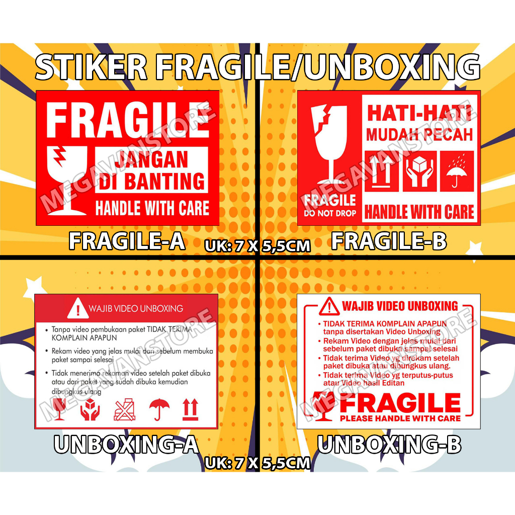 Jual Stiker Fragile Label Vidio Unboxing Stiker Jangan Dibanting ...