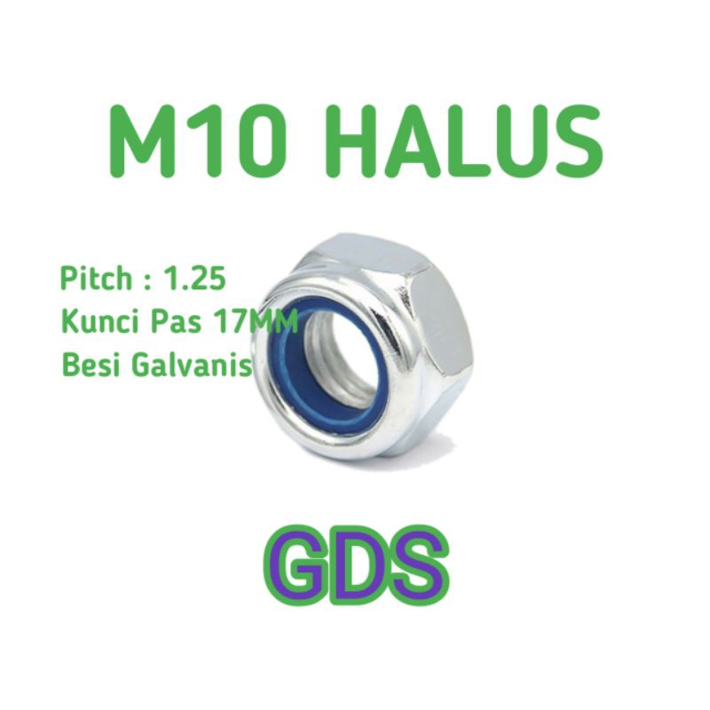 Jual Mur Nylon Galvanis M10 Halus / Lock Nut Galvanis M10 Halus ...