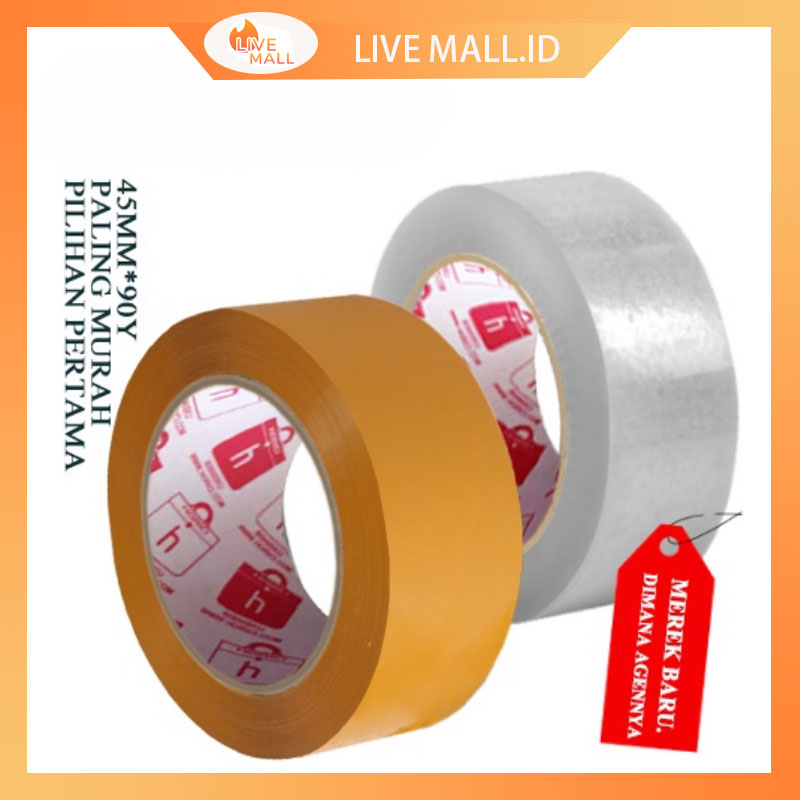 Jual Lakban Bening 90Yard Isolasi selotip clear tape 45MM Daya Lengket kuat lakban coklat ...