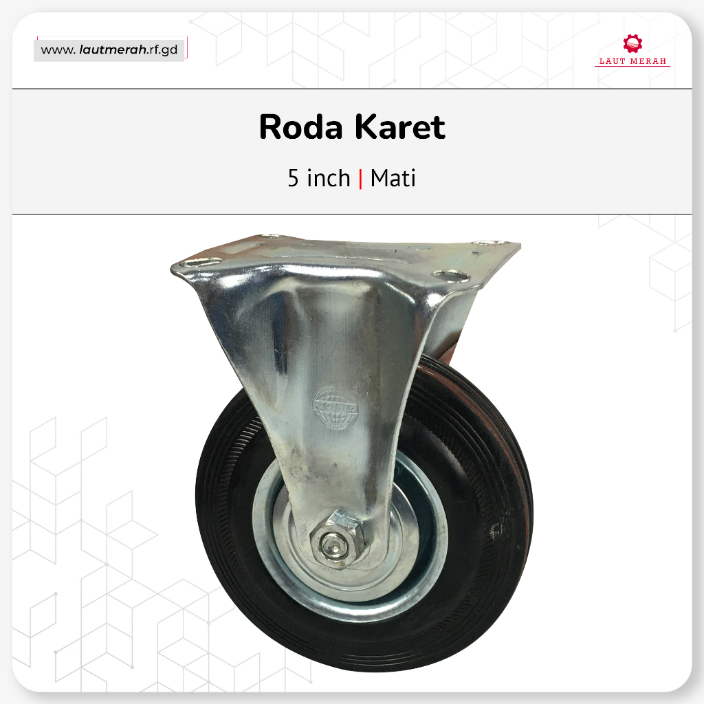 Jual roda karet 5" fixed / roda troly 5" mati / roda Caster 5" mati ...