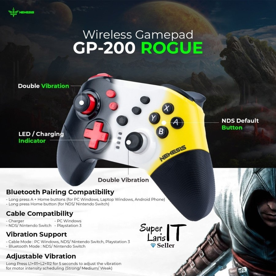 Jual NYK NEMESIS ROGUE GP200 Gamepad Wireless Bluetooth | Shopee Indonesia