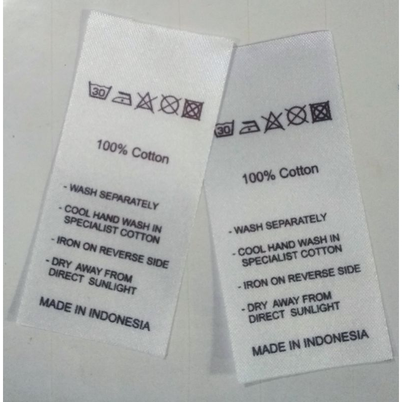 Jual Label Baju / Label Carewash 100% Cotton model jahit gantung / Label Kaos Distro / Label ...