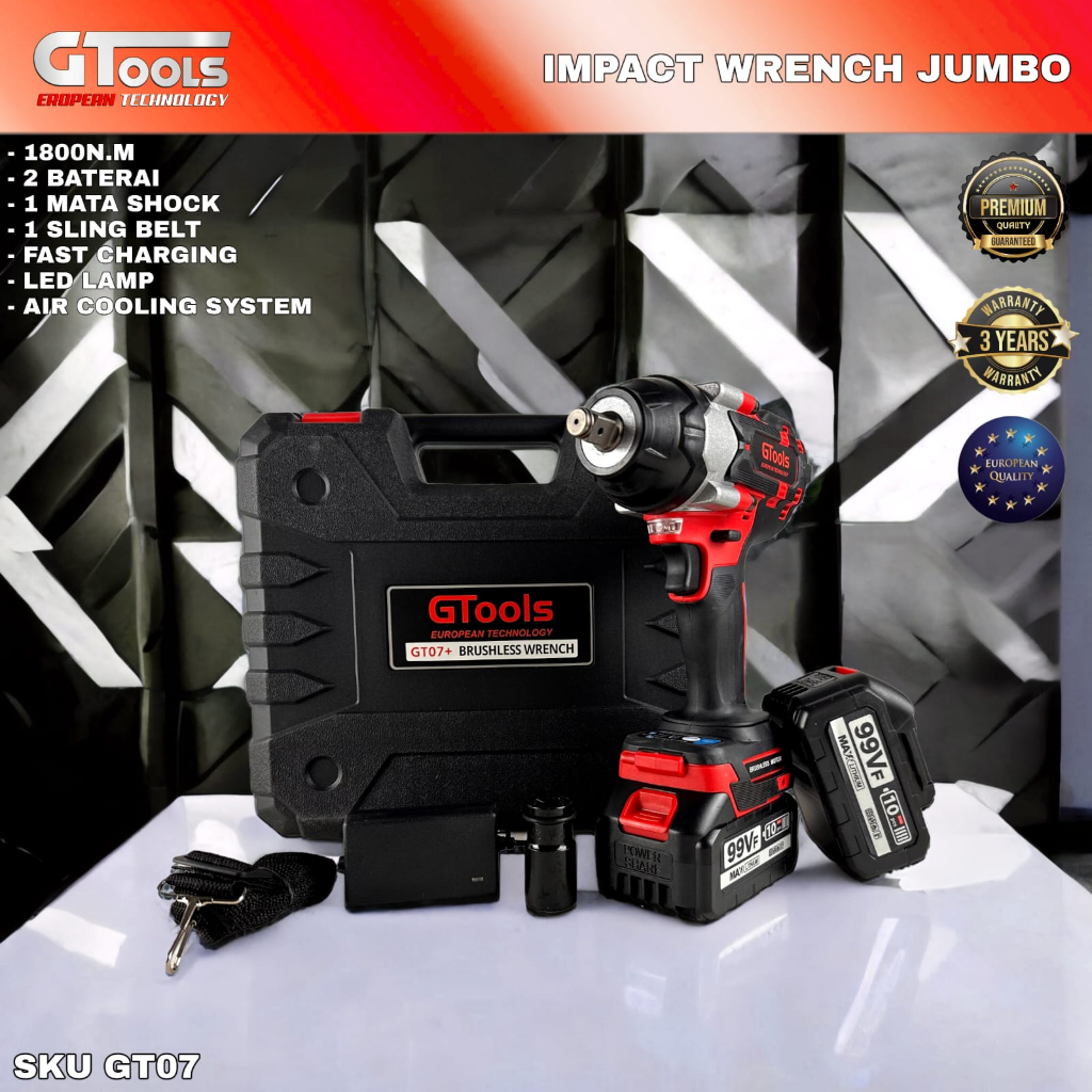 Jual Impact wrench GTOOLS JUMBO FACELIFT GT07 RED EDITION PEMBUKA BAUT super kuat | Shopee Indonesia