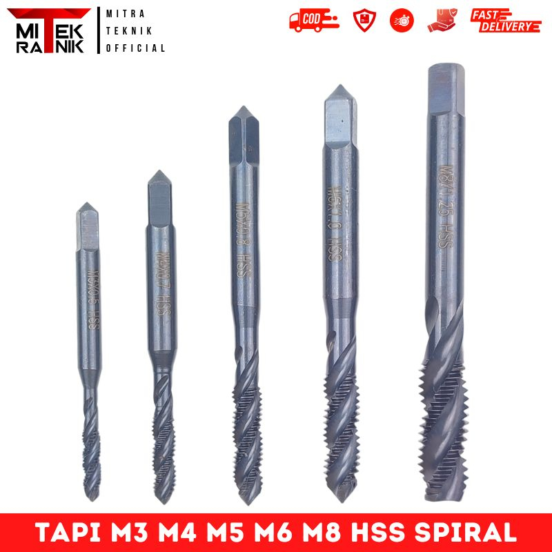 Jual Hand Tap M3 M4 M5 M6 M8 Pembuat Drat Baut 5 7 8 10 12 Tap Spiral HSS | Shopee Indonesia