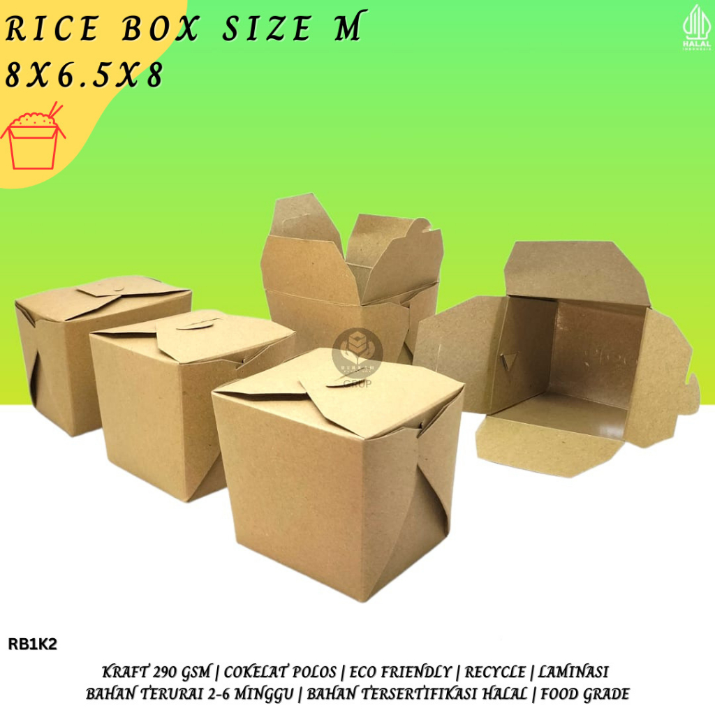 Jual Rice Box Small Paper bowl Food Pail Paper Rice Box (RB1K2-Laminasi ...