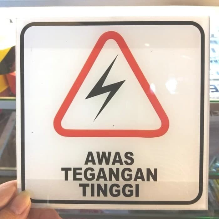 Jual Sign Akrilik K3 Safety Awas Tegangan Tinggi Ukuran 15X15CM Akrilik ...