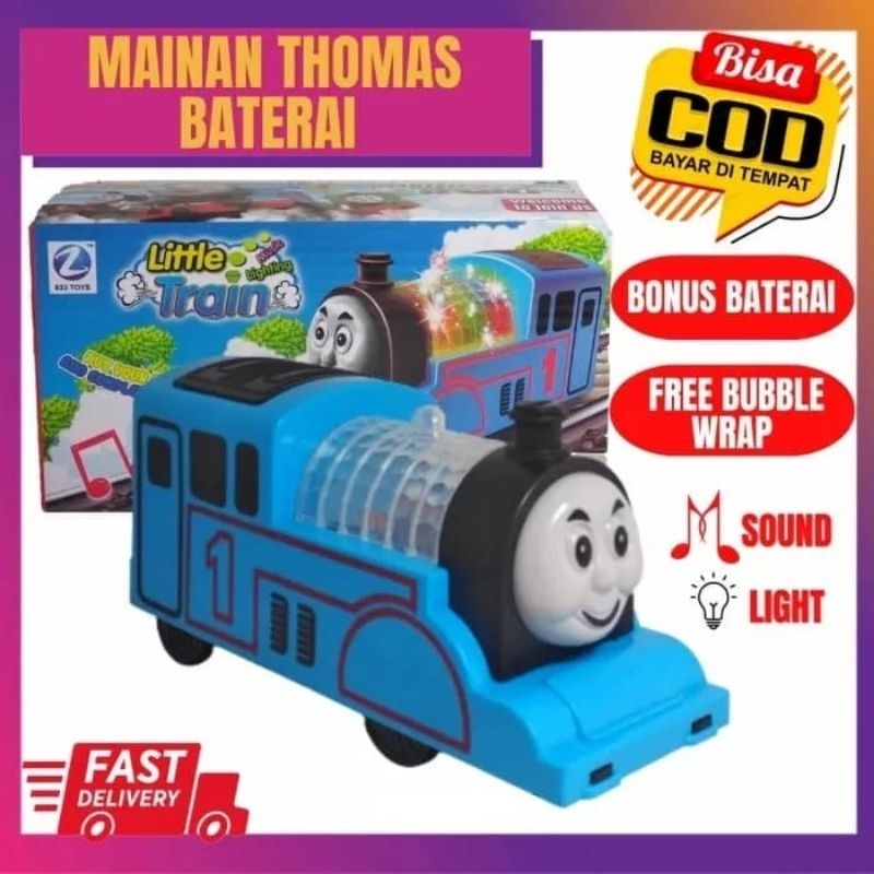 Jual Mainan Anak Kereta Thomas Baterai Bisa Gerak Jalan Nyala Bunyi