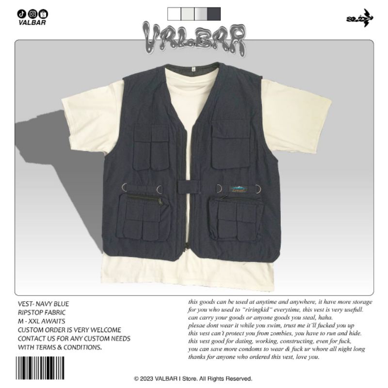 Jual VALBAR VEST BLUE NAVY - ROMPI CUSTOM #VEST BIRU #TACTICAL #VEST # ...