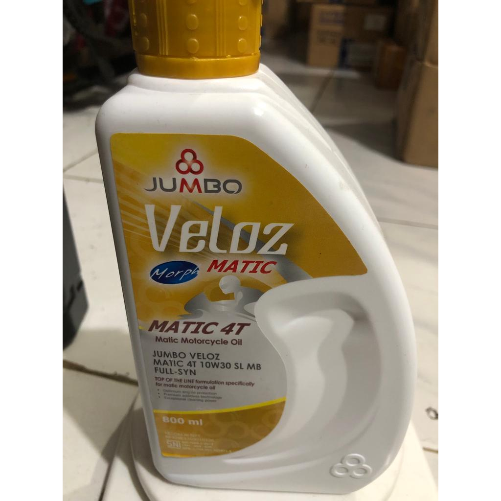 Jual OLI JUMBO VELOZ MATIC 4T 10W-30 SL MB FULL-SYN 800 ML | Shopee ...