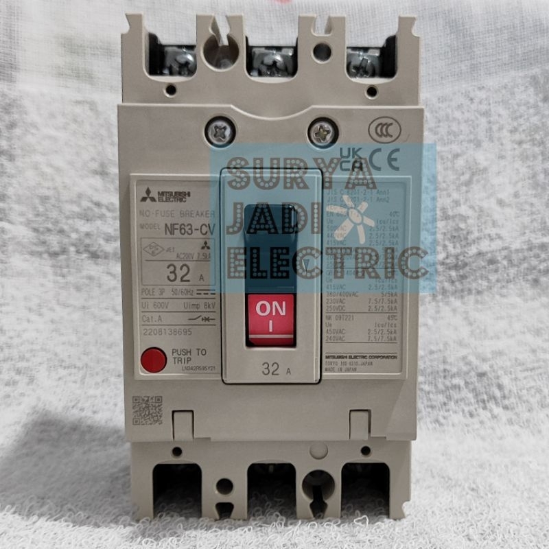 Jual MCCB Mitsubishi 32A / Breaker NFB NF63CV NF63-CV 32A 3P ORIGINAL JAPAN | Shopee Indonesia