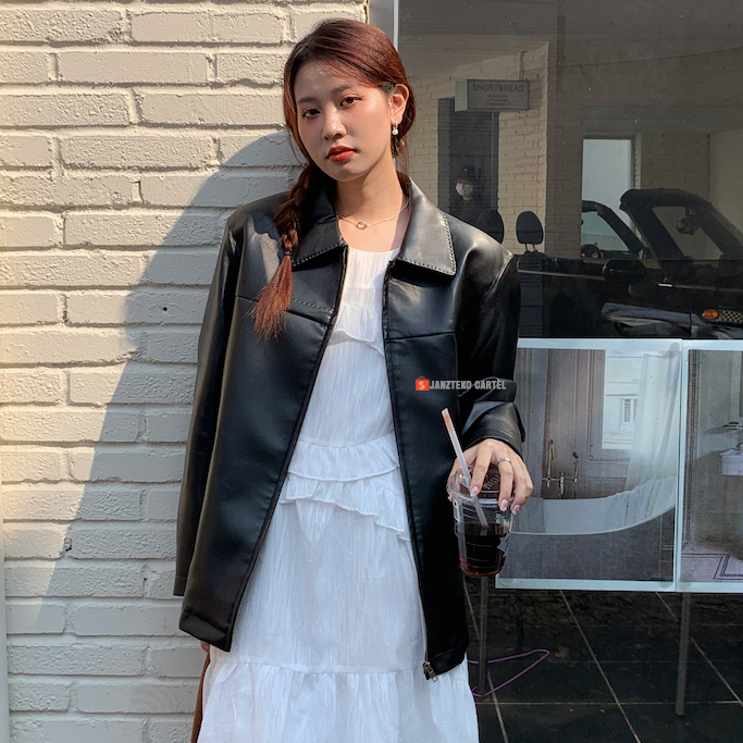 Jual PROMO / BAHAN PREMIUM / JNK x SALI - Jaket Kulit PU Leather Wanita ...