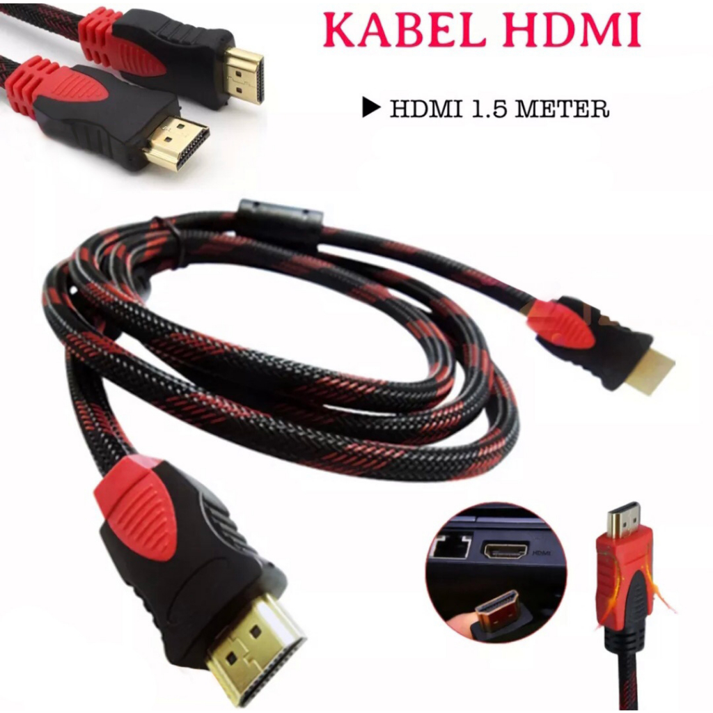Jual Kabel HDMI to HDMI 1.5M / 3M / 5M Serat Jaring Cable 1.5 Meter / 3Meter / 5Meter High ...