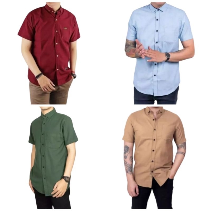 Jual PROMO!!! PAKET 4PCS KEMEJA POLOS LENGAN PENDEK | HEM POLOS | BAJU POLOS PENDEK | Shopee ...
