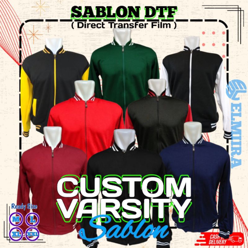 Jual jaket sablon custom sablon jaket satuan varsity baseball jaket ...