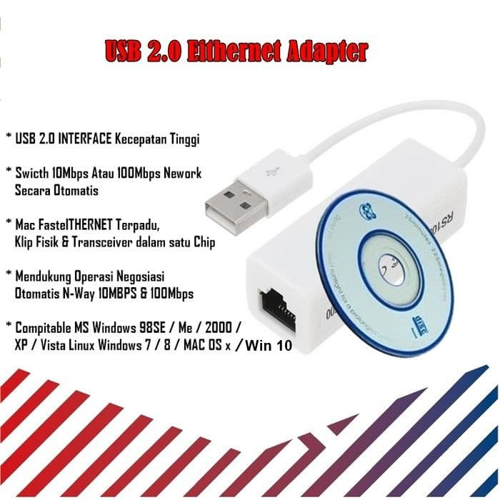 Jual Adaptor Kabel USB 2.0 To LAN Via RJ45 Ethernet Converter Adapter ...