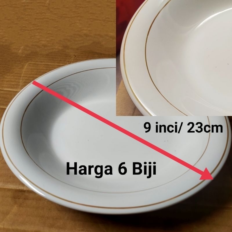 Jual piring makan keramik piring prasmanan keramik tebal Lis Emas OMEGA ...
