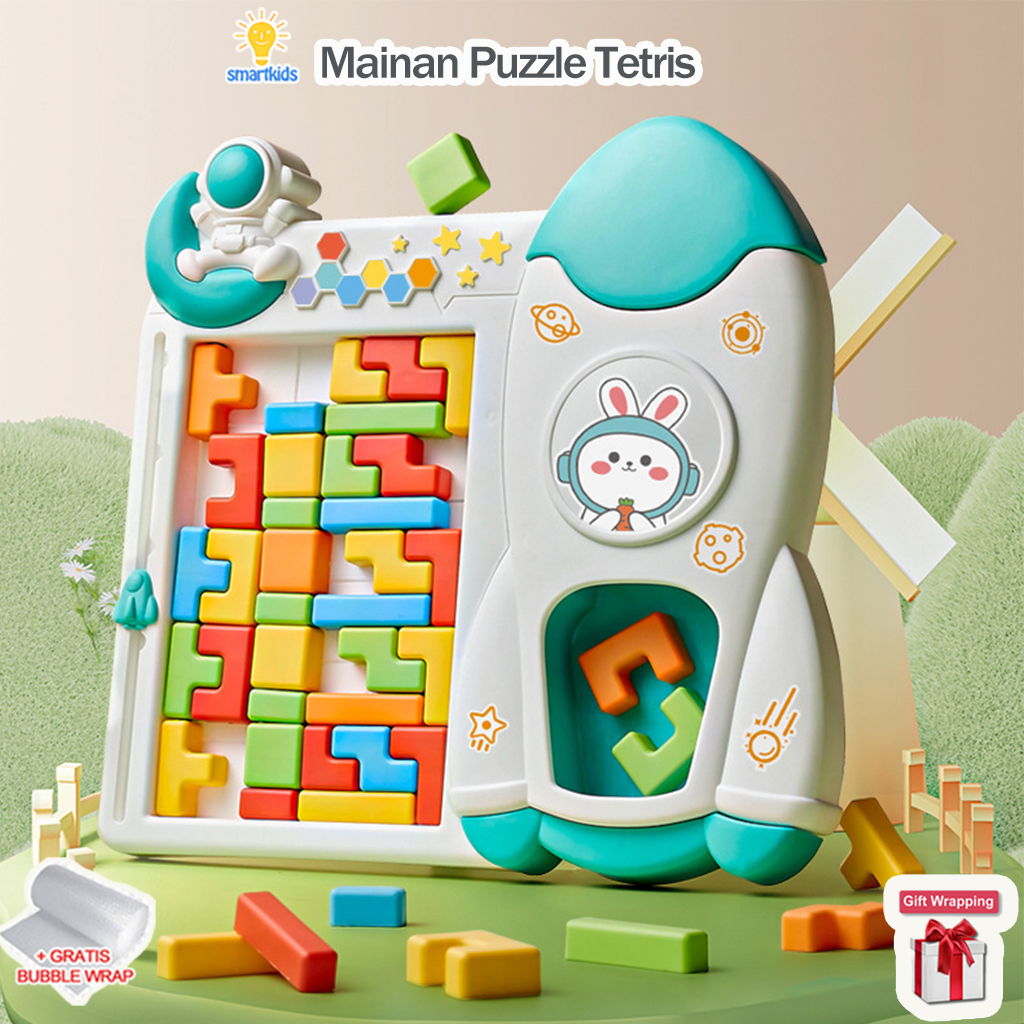 Jual Mainan Puzzle Tetris Balok Tangram Desain Roket / Russian Block ...