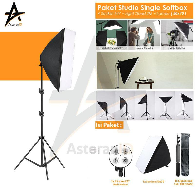 Jual Softbox Lighting Softbox 4 Socket E27 Lighting Studio + Stand | Shopee Indonesia