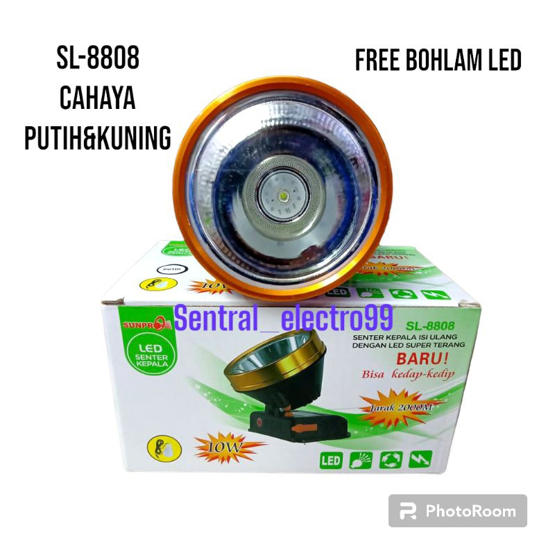 Jual Senter kepala sunpro SL-8808 cahaya putih&kuning super terang ...