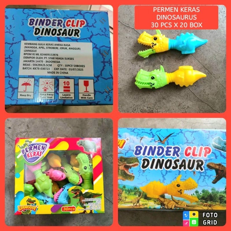 Jual Permen Cemilan Snack Binder Clip Klip Dino Dinosaurus Mainan Anak ...