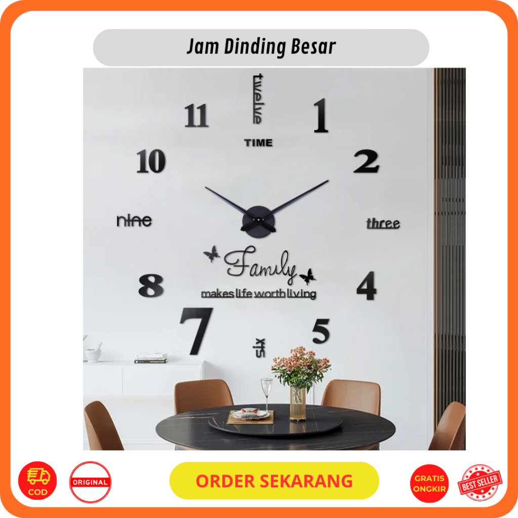 Jual Jam Dinding Besar DIY GiantTempel Dinding Wall Clock Quartz 100 cm ...