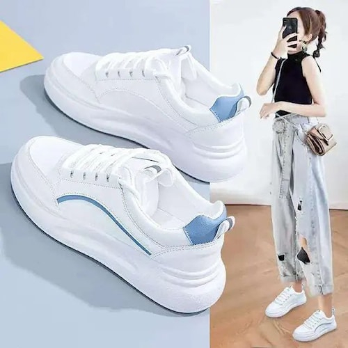 Jual BG03 Sepatu Sneakers Wanita import Korea Shoes Putih Kece Korean ...