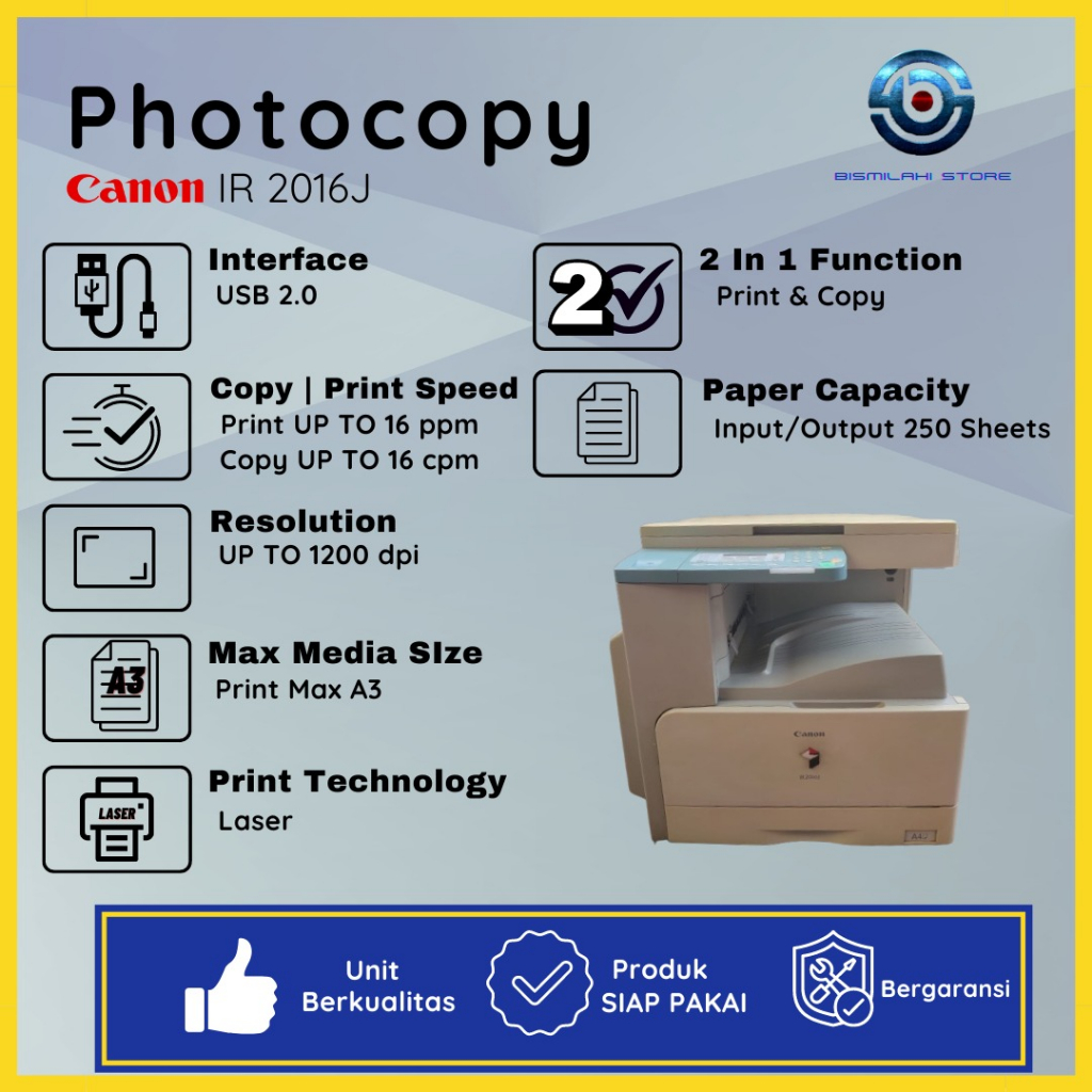 Jual Mesin Fotocopy A3 Canon IR 2016J Siap Pakai Untuk Usaha FotoCopy ...