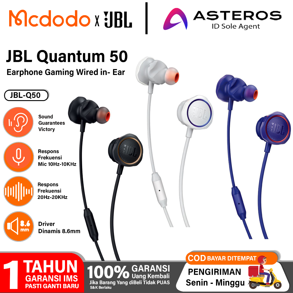 Jual JBL Quantum 50 Wired In Ear Gaming Earphone PUBG Mobile Legend ...