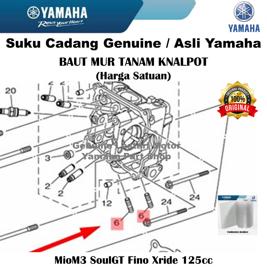 Jual Baut Mur Tanam Knalpot SoulGT MioM3 Fino Xride 125 Asli Original ...
