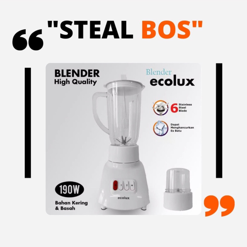 Jual blender ecolux BL-T11PC BLENDER GELAS PLASTIK 2in1 plastik anti ...