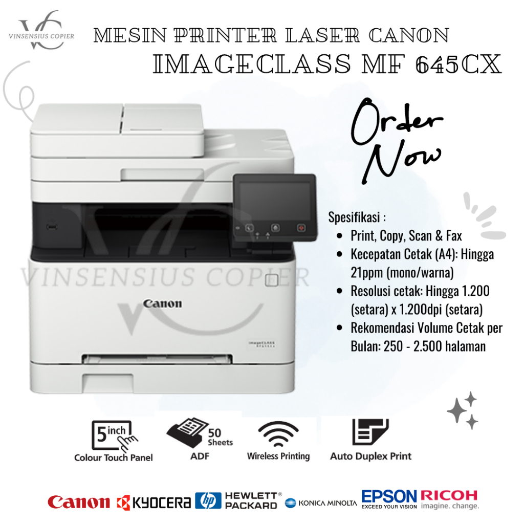 Jual PRINTER LASERJET CANON MF-645CX MULTIFUNCTION COLOUR A4 | Shopee ...