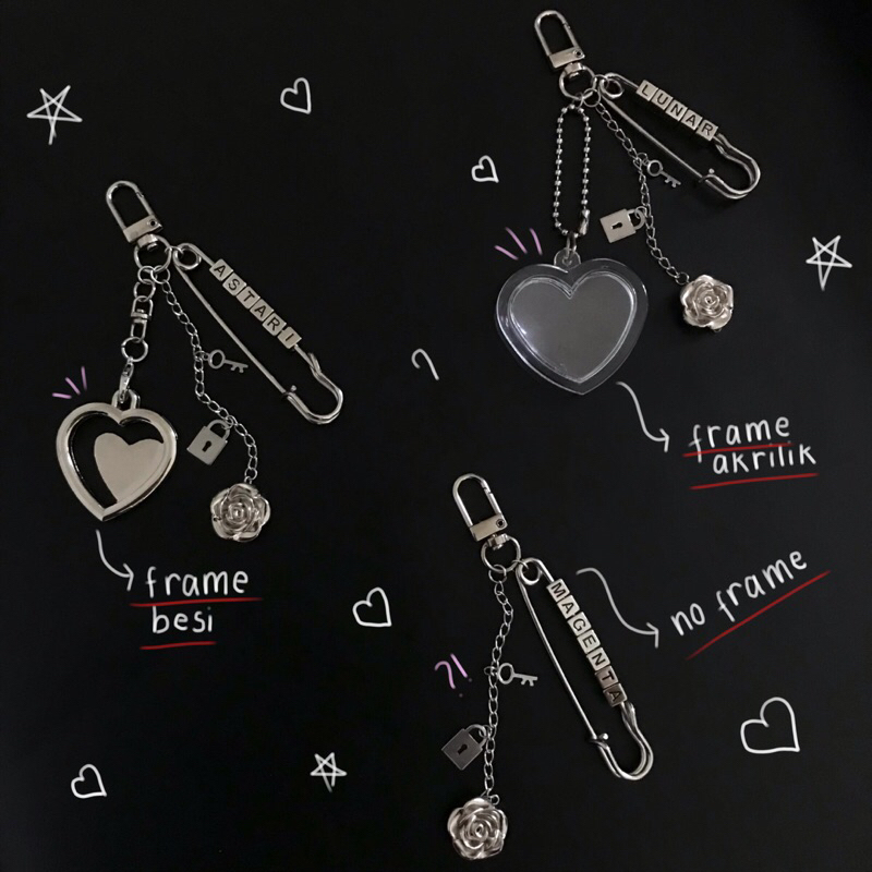 Jual Keychain Peniti Ver. - ganci custom nama with frame besi / akrilik ...