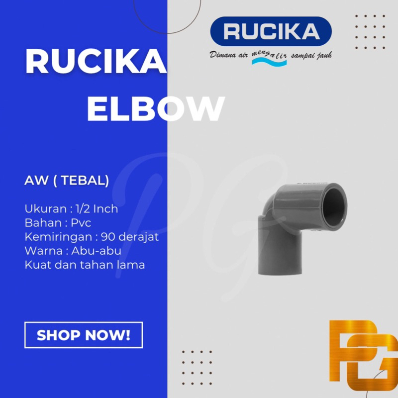 Jual Elbow Knee 1/2” Inch Rucika PVC 90 Derajat L | Shopee Indonesia