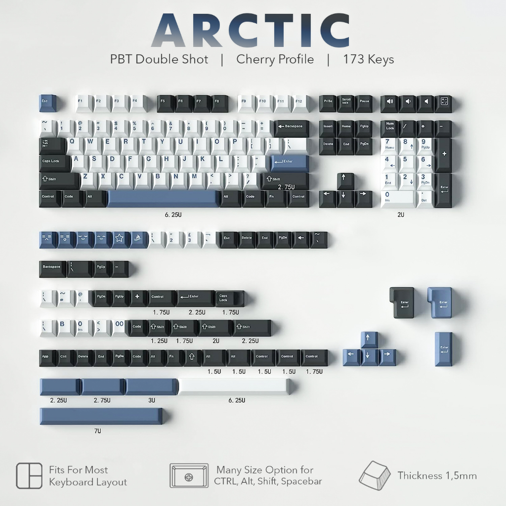 Jual MYNK Arctic PBT Doubleshot Cherry Profile Keycaps Set | Shopee ...