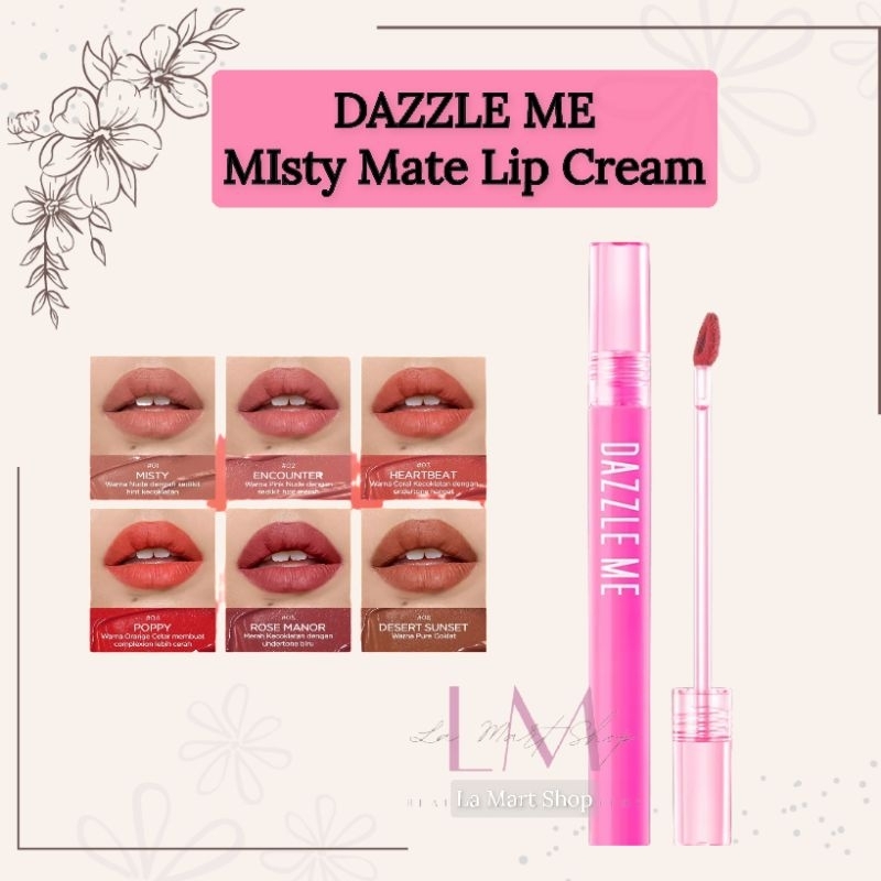 Jual Dazzle Me Misty Matte Lip Cream Misty Encounter Heartbeat Poppy Rose Manor Desert Sunset ...