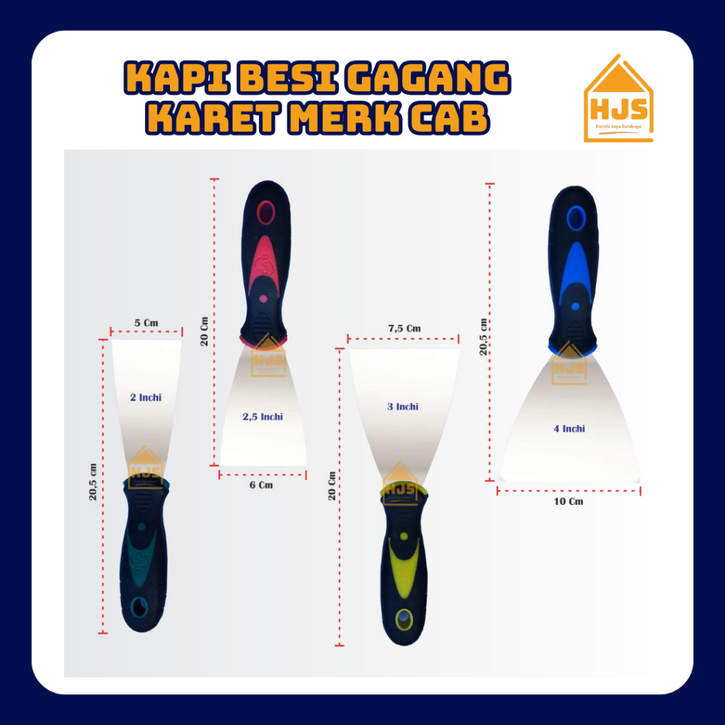 Jual [CAB] Kapi besi gagang karet CAB / Putty Knife / Kapi Cat / Kape ...