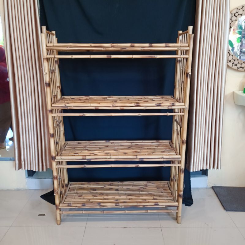 Jual rak lipat kerajinan bambu cendani 4step | Shopee Indonesia