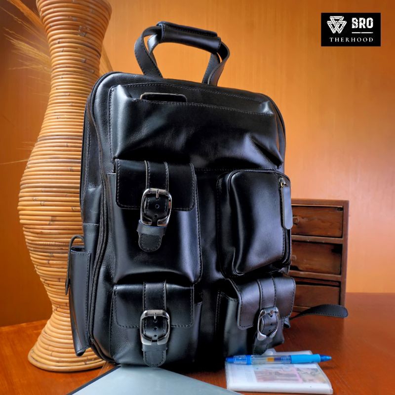 Jual tas ransel laptop kulit sapi ekstra tempat file BPB11 | Shopee ...