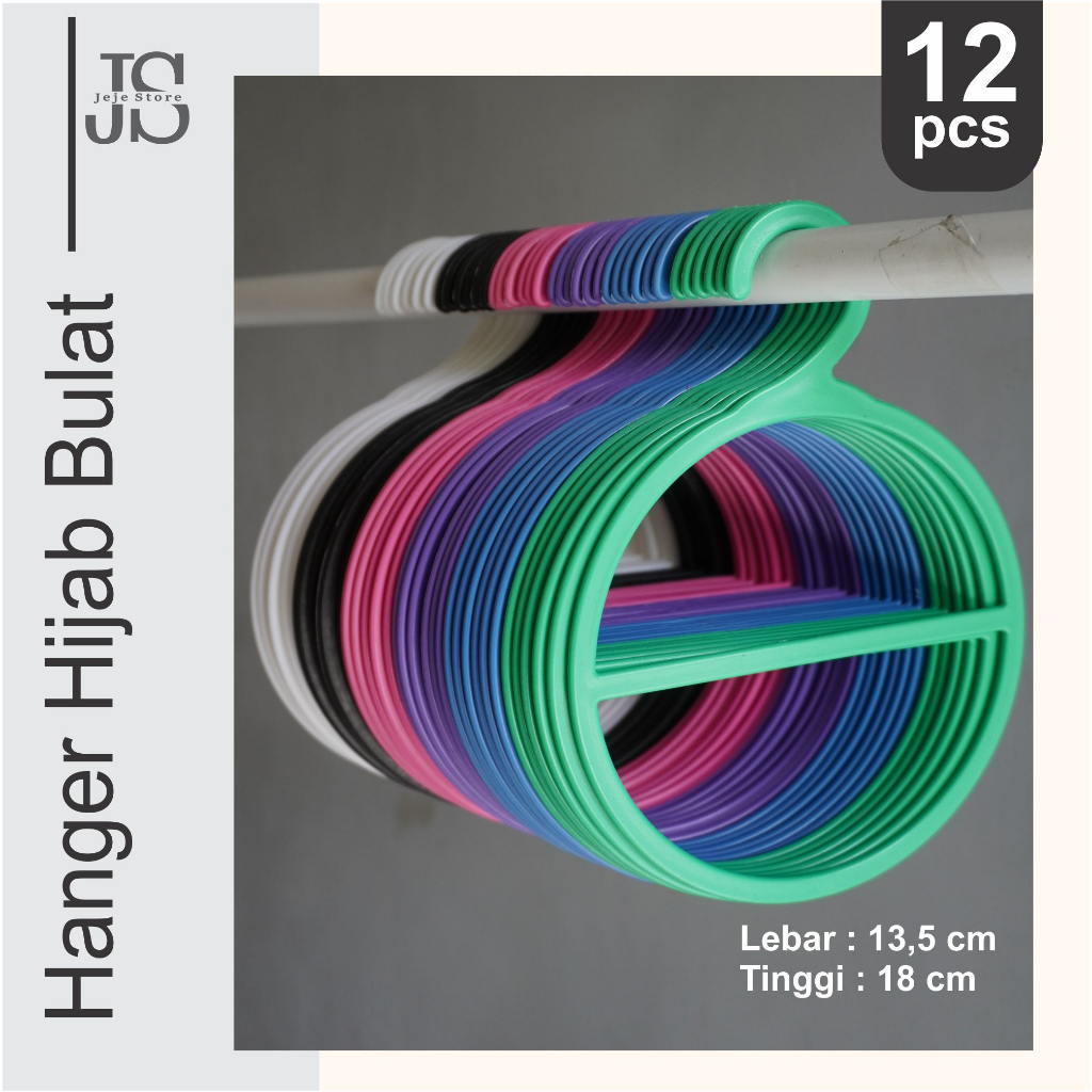 Jual Hanger bulat jilbab,syal,pasminah warna warni (12 Pcs) | Shopee ...