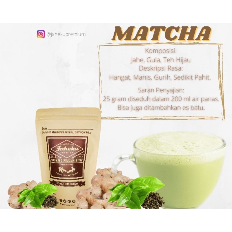 Jual Wedang Jahe Jaheku Premium Varian Rasa Matcha Pouch 250 Gram ...