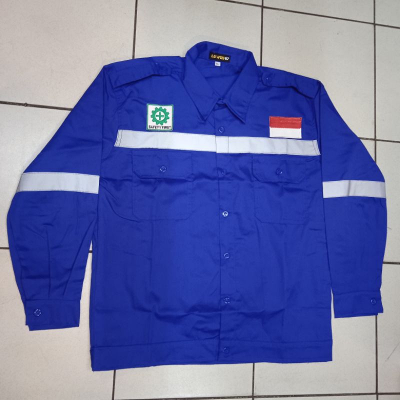 Jual Seragam Kerja Biru BCA/Seragam Kerja Proyek/Seragam Safety Lengan ...