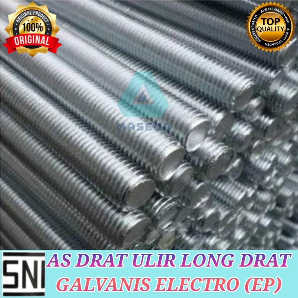 Jual As Drat ulir Long Drat Dia:1/4"-drat:20 Galvanis Electro Plating ...