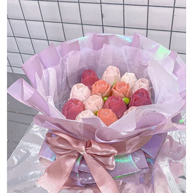 Jual Pudding Buket Bunga 100% Puding Untuk Kado Hampers Bingkisan Buah ...