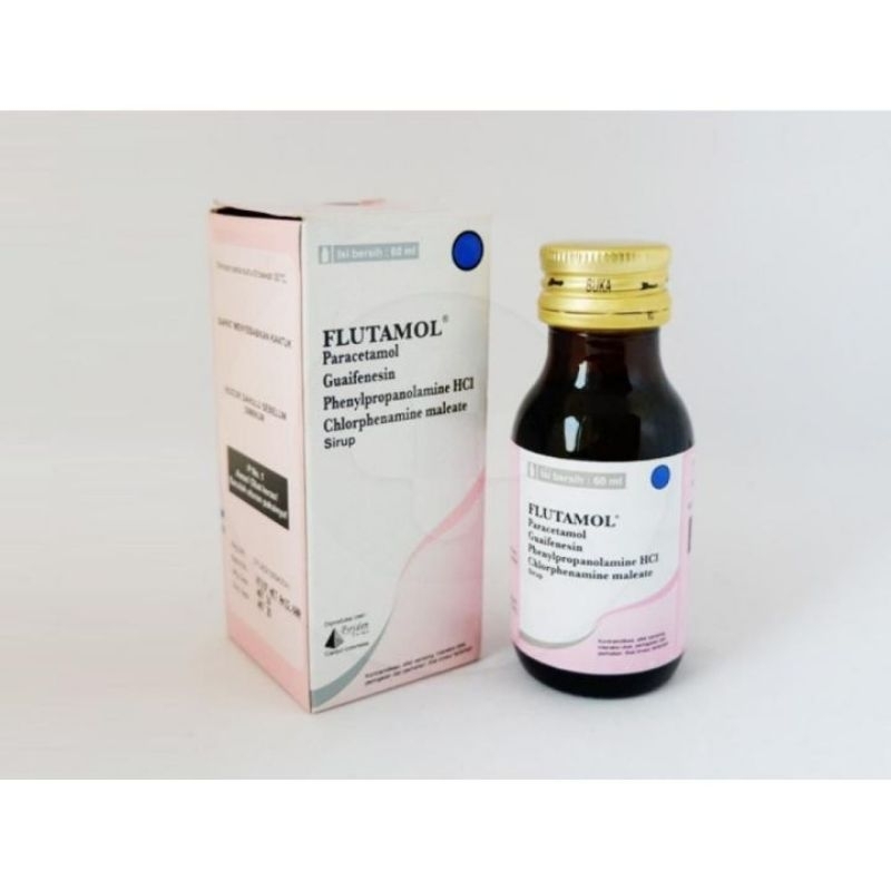 Jual FLUTAMOL 60ml sirup penurun demam yang disertai flu dan batuk ...