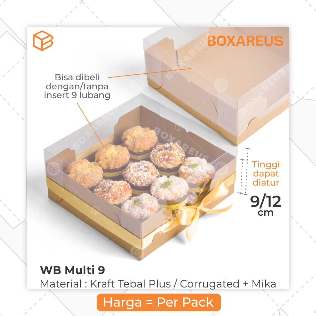 Jual Box Cup Cake isi 9 Kotak Puding Packaging Dus Kue Atur Tinggi | WB ...