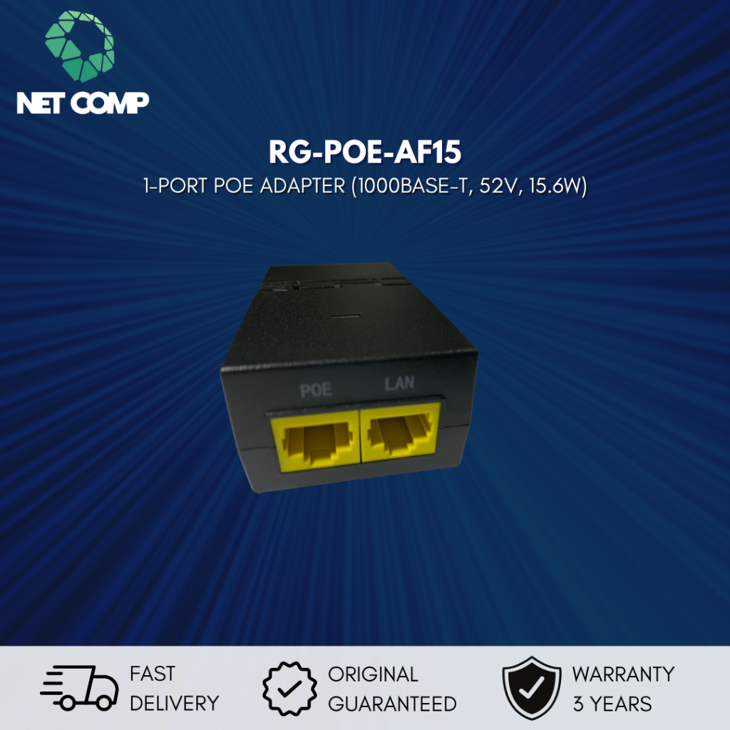 Jual RUIJIE REYEE RG-POE-AF15 1 PORT POE ADAPTER 52V 15.6W | Shopee ...