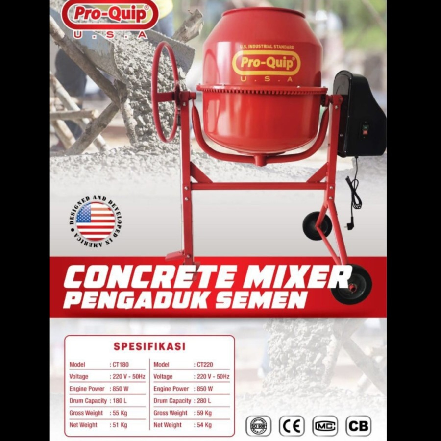 Jual Mesin Molen Listrik Pengaduk Semen Elektrik 180 Liter Proquip CT180 | Shopee Indonesia
