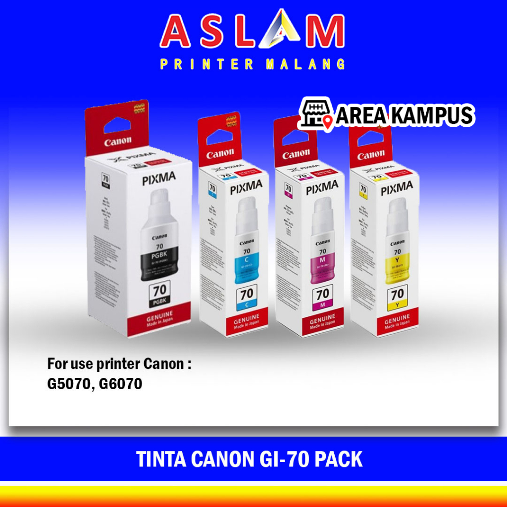 Jual Tinta Canon GI 70 GI-70 GI70 Black Cyan Magenta Yellow original GM2070 G5070 G6070 | Shopee ...