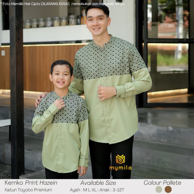 Jual Baju Koko Couple Ayah dan Anak Lengan Panjang Bahan Toyobo Print ...