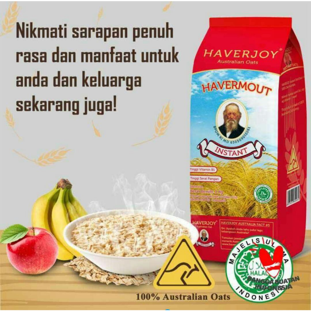 Jual HAVERJOY HAVERMOUT INSTANT OATS 1 KG | Shopee Indonesia